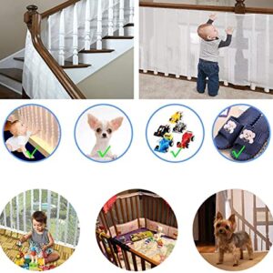 Child Safety Net, Durable Banister Guard for Baby Safety Stairs Railing Balcony Cribs, Banister Stair Mesh Baby Proofing, Easy to Install Stair Netting for Kids, Pets, Toys - (10ft Lx2.5ft H) White