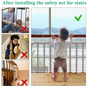 Child Safety Net, Durable Banister Guard for Baby Safety Stairs Railing Balcony Cribs, Banister Stair Mesh Baby Proofing, Easy to Install Stair Netting for Kids, Pets, Toys - (10ft Lx2.5ft H) White