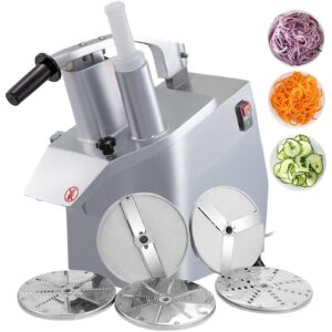 vbenlem 110v commercial food processor 2 feeding holes, 550w electric vegetable slicer 1600 rpm, stainless steel vegetable processor detachable 6-blades, 3mm/4mm/7mm shred, 2mm/4mm slice