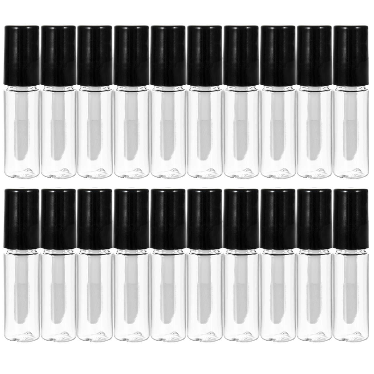 Beautyflier 20 Pack 1.5 ml Empty Lip Gloss Tubes Containers Clear Mini Refillable Lip Balm Bottles with Rubber Inserts for Lipstick Samples Travel DIY Makeup