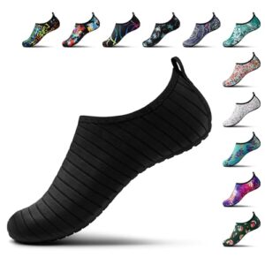 seekway water shoes women men adult quick-dry aqua socks barefoot non slip for beach swim river pool lake surf black sk002(u) 8.5-9.5 women/7.5-8.5 men