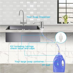 OHiHi Dish Soap Dispenser for Kitchen Sink (Brushed Nickel), Countertop Sink Soap Dispenser Water Pump with 47” No-Spill Extension Tube Kit Design for Kitchen Bathroom, No More Refills （Sliver）