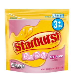 starburst all pink strawberry fruit chews candy, 50 ounces resealable party size bag