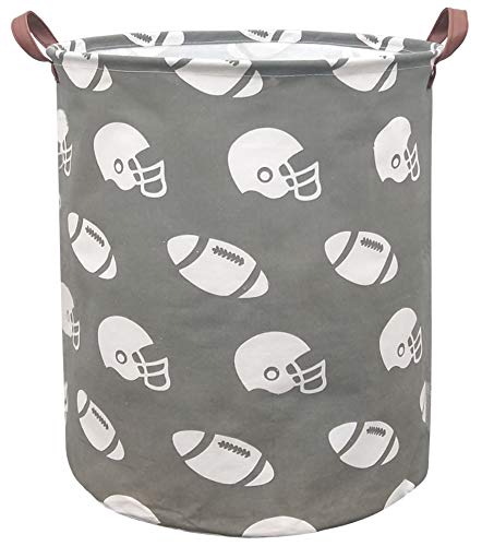 BOOHIT Storage Baskets,Canvas Fabric Laundry Hamper-Collapsible Storage Bin with Handles,Toy Organizer Bin for Kid's Room,Office,Nursery Hamper, Home Decor (Footballs)