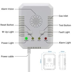 Carbon Monoxide Detector and Natural Gas Detector Alarm with Line Combination 2-in-1 Co Combustible Gas Leak Detector,Propane,LPG,Gas Leak Alarm for Kitchen/Home