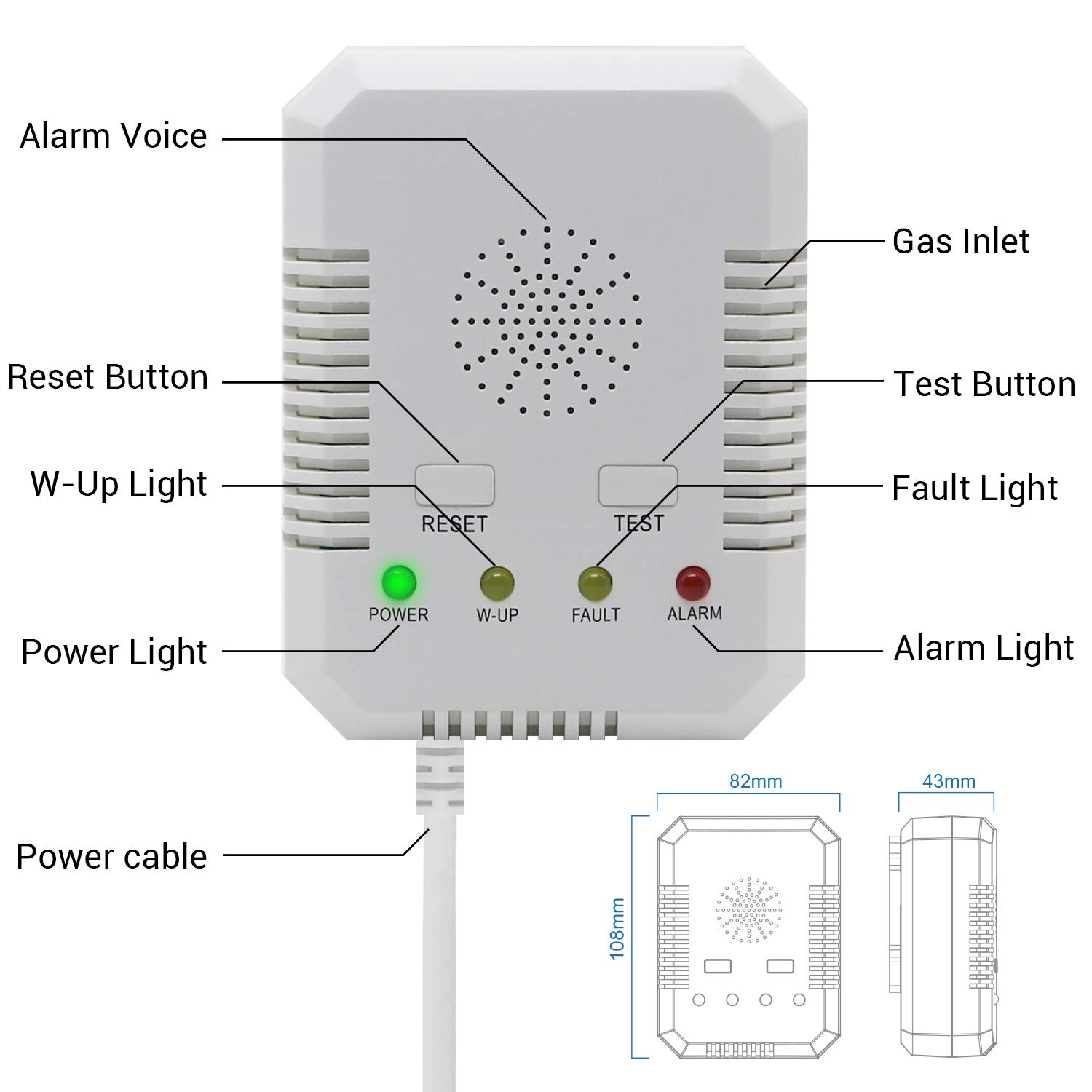 Carbon Monoxide Detector and Natural Gas Detector Alarm with Line Combination 2-in-1 Co Combustible Gas Leak Detector,Propane,LPG,Gas Leak Alarm for Kitchen/Home