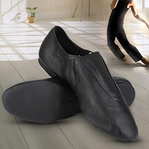 1 Pair Jazz Shoes PU Leather Latin Shoes Girls Women Black Soft Split Sole Jazz Shoes Dance Shoe Black(41)