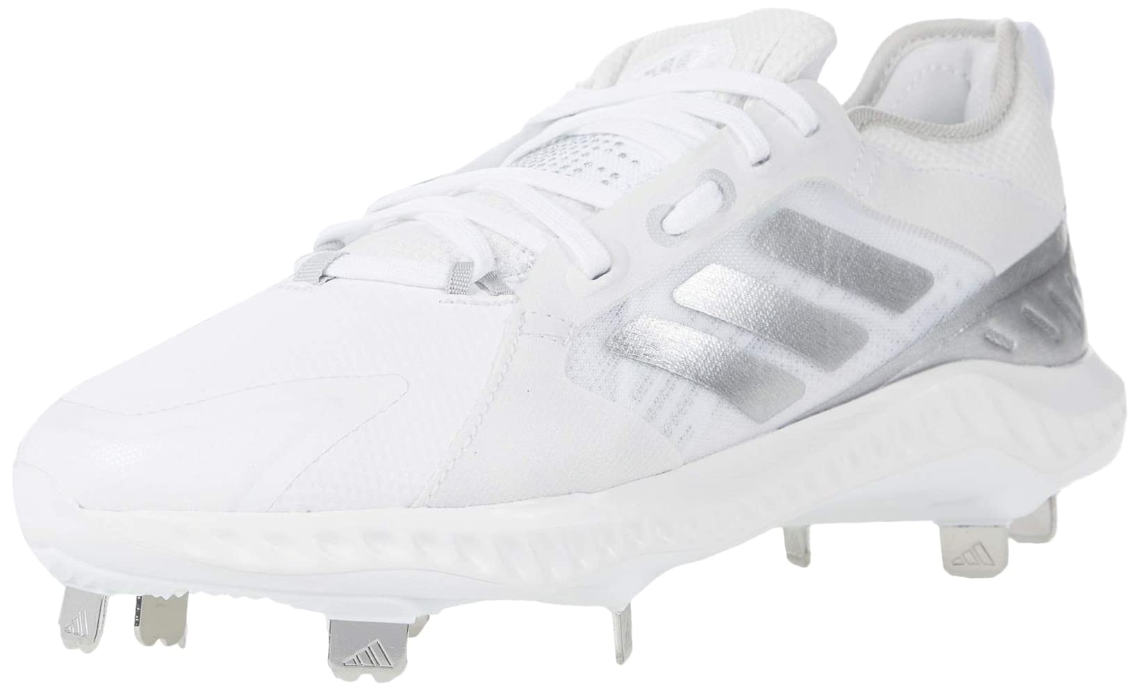 adidas Women's FV9038 Baseball Shoe, Footwear White/Silver Metallic/Grey One, 7