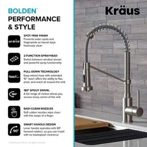 Kraus KPF-1610SFS Bolden 18-Inch Commercial Kitchen Faucet with Dual Function Pull-Down Sprayhead in all-Brite Finish, Spot Free Stainless Steel