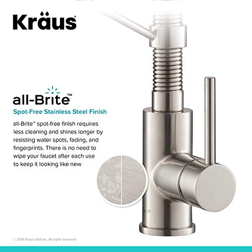 Kraus KPF-1610SFS Bolden 18-Inch Commercial Kitchen Faucet with Dual Function Pull-Down Sprayhead in all-Brite Finish, Spot Free Stainless Steel