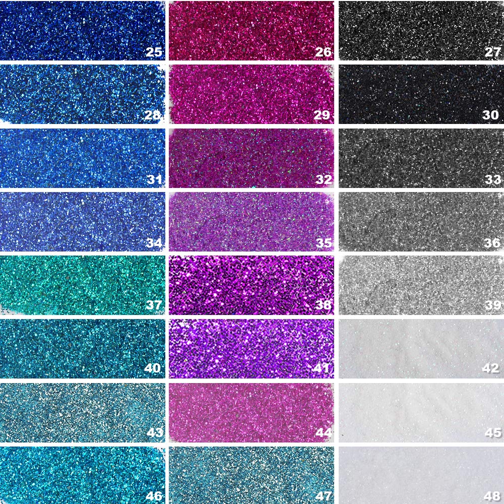 Teenitor 48 Colors Glitter Set, Fine Glitter for Resin, Arts and Craft Supplies Glitter, Festival Glitter Makeup Glitter, Cosmetic Glitter for Body Nail Face Hair Eyeshadow Lip Gloss Making