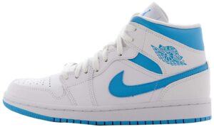 nike women's wmns air jordan 1 mid running shoe, white dk powder blue white, 7 uk