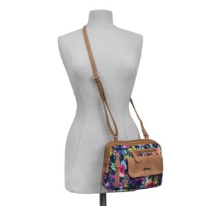 MultiSac Zippy Triple Compartment Crossbody Bag, Wildflower/Hazelnut