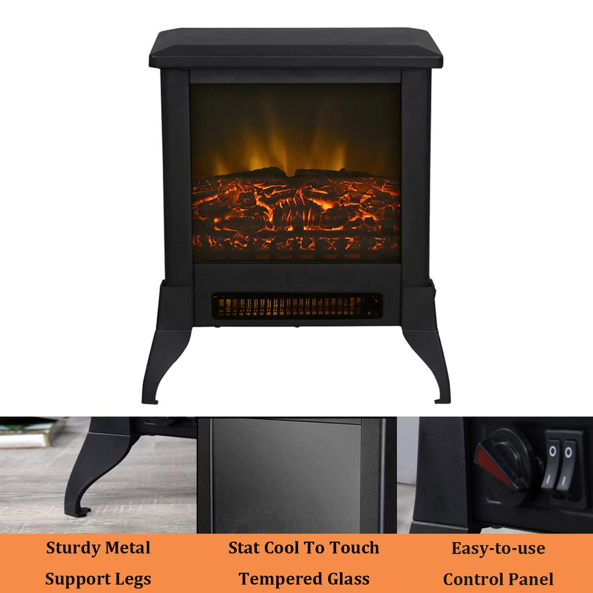 Top Space 18" Electric Fireplace Freestanding