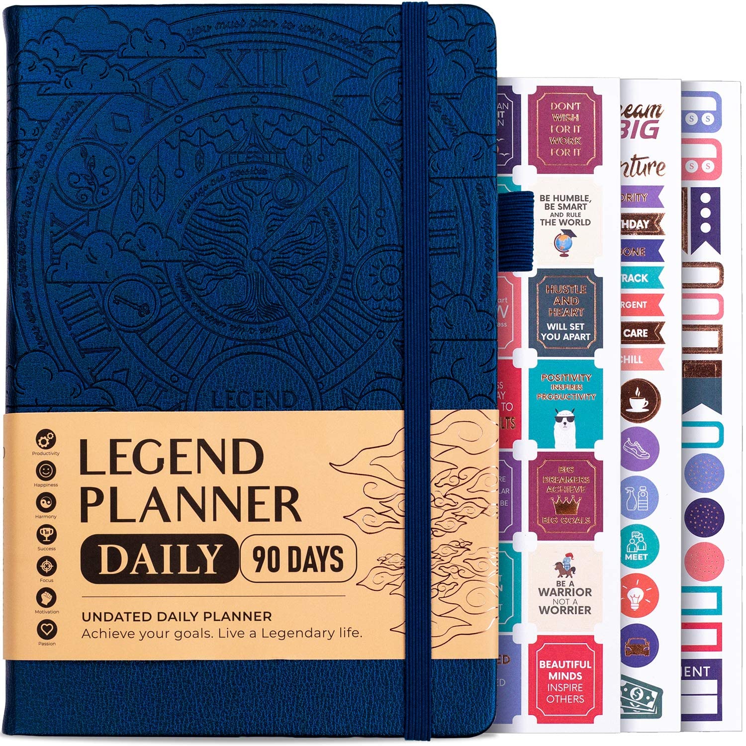 Legend Planner Daily for 3 Months – Undated Monthly Weekly & Daily Planner to Hit Goals. Organizer & Productivity Journal, A5 (Mystic Blue)