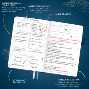 Legend Planner Daily for 3 Months – Undated Monthly Weekly & Daily Planner to Hit Goals. Organizer & Productivity Journal, A5 (Mystic Blue)