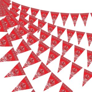 6 pack western cowboy party decorations bandana pennant banner western cowboy wild west red pennant banner for western party supplies 12.46 x 6 ft