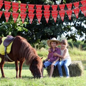 6 Pack Western Cowboy Party Decorations Bandana Pennant Banner Western Cowboy Wild West Red Pennant Banner for Western Party Supplies 12.46 x 6 ft