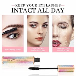 4D Silk Fiber Lash Mascara, Waterproof Tubing Mascara Black, Luxuriously Longer, Voluminous Eyelashes,Natural Lengthening Smudge-proof Mascara,Hypoallergenic,No Clumping,Easy to Apply & All Day Full