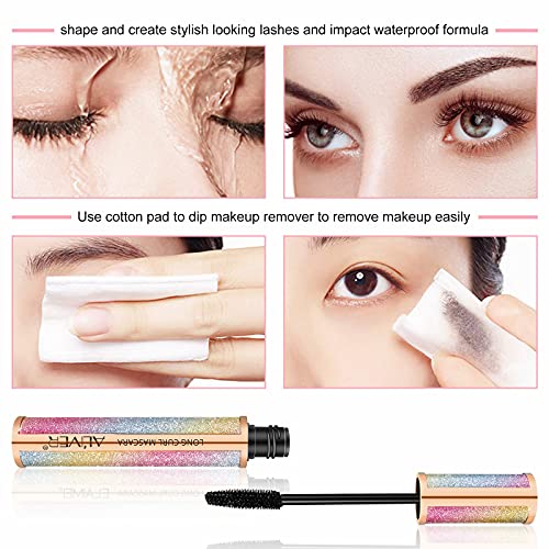 4D Silk Fiber Lash Mascara, Waterproof Tubing Mascara Black, Luxuriously Longer, Voluminous Eyelashes,Natural Lengthening Smudge-proof Mascara,Hypoallergenic,No Clumping,Easy to Apply & All Day Full