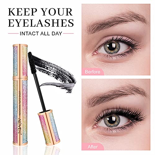 4D Silk Fiber Lash Mascara, Waterproof Tubing Mascara Black, Luxuriously Longer, Voluminous Eyelashes,Natural Lengthening Smudge-proof Mascara,Hypoallergenic,No Clumping,Easy to Apply & All Day Full