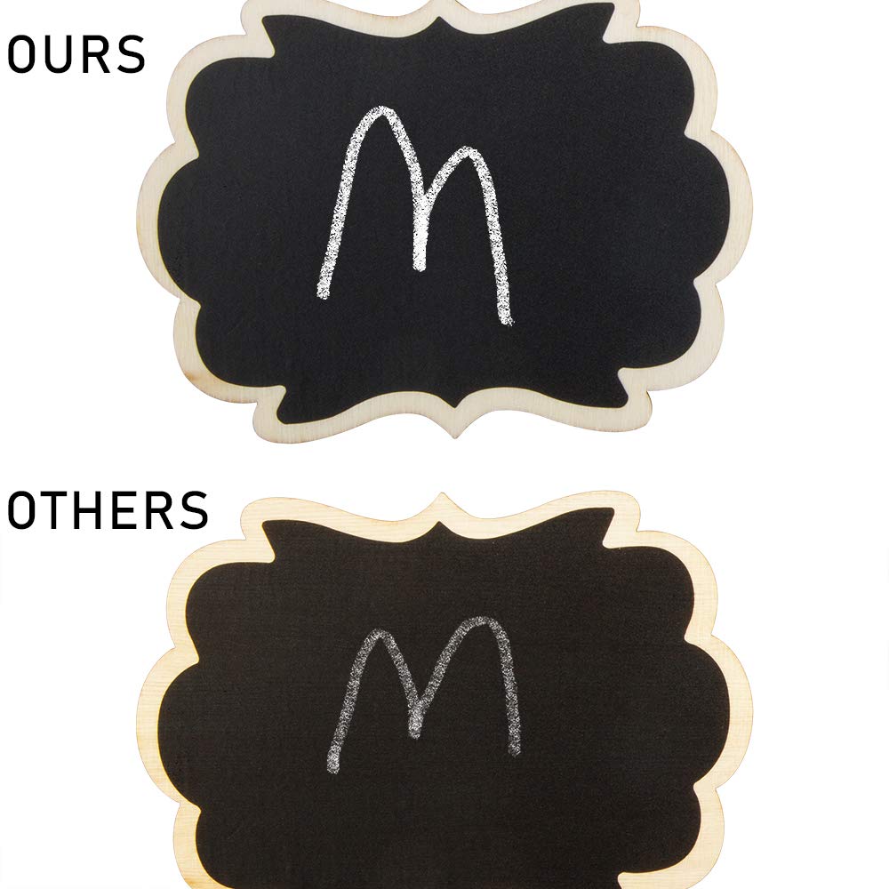 20 Pack Mini Rectangle Chalkboard Label, findTop Foot Stand and Hanging Chalk Blackboard Wood Small Message Board for Weddings,Parties,Table Numbers, Food Signs