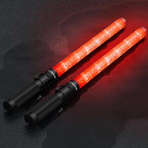 e-riding 2 pack traffic wand, 21 inch traffic control wand with 2 flashing modes & side clip, red led safety baton for traffic control, parking, aircraft, car directing