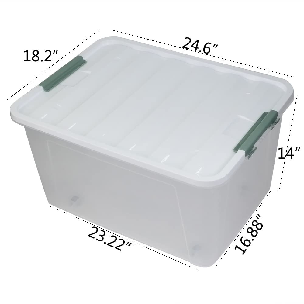 Saedy 85 Quart Plastic Storage Bins with Lids and Wheels, Large Plastic Box, Set of 2