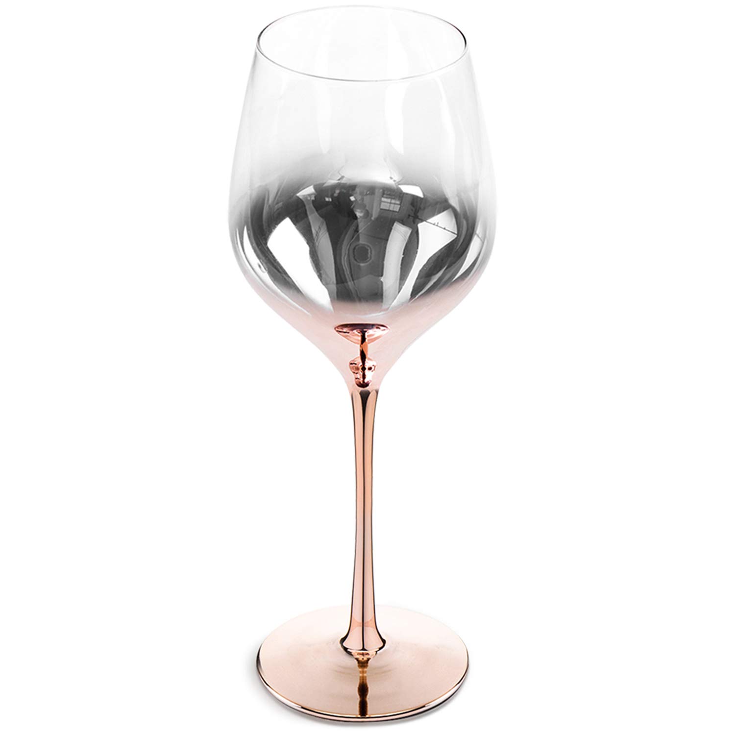 MyGift White Wine Glasses Set of 4, Ombre Rose Gold Colored Wine Glasses Stemware