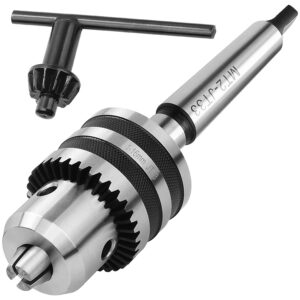 acrux7 1/32"- 5/8" mt2 drill chuck for lathe, jt33 drill chuck with morse taper 2 arbor & chuck key