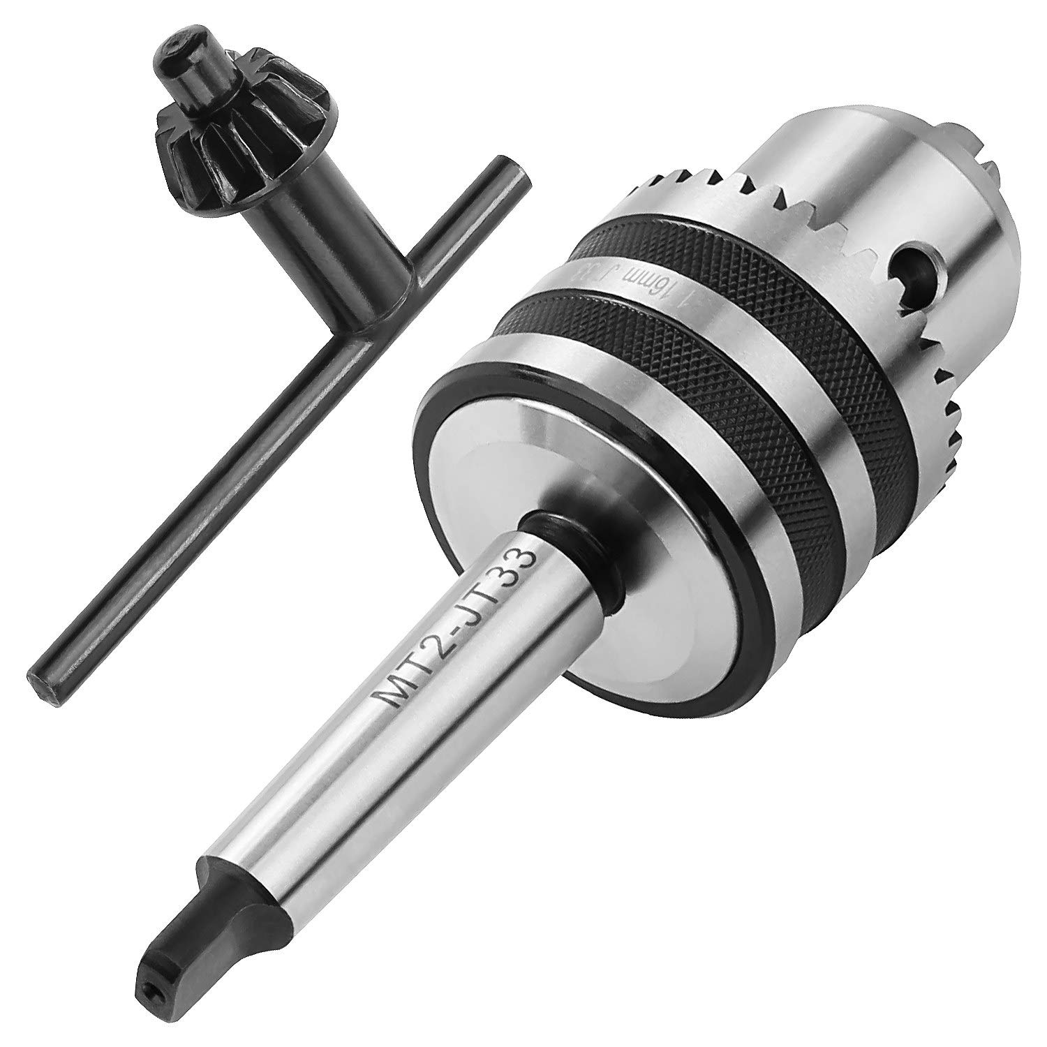 Acrux7 1/32"- 5/8" MT2 Drill Chuck for Lathe, JT33 Drill Chuck with Morse Taper 2 Arbor & Chuck Key