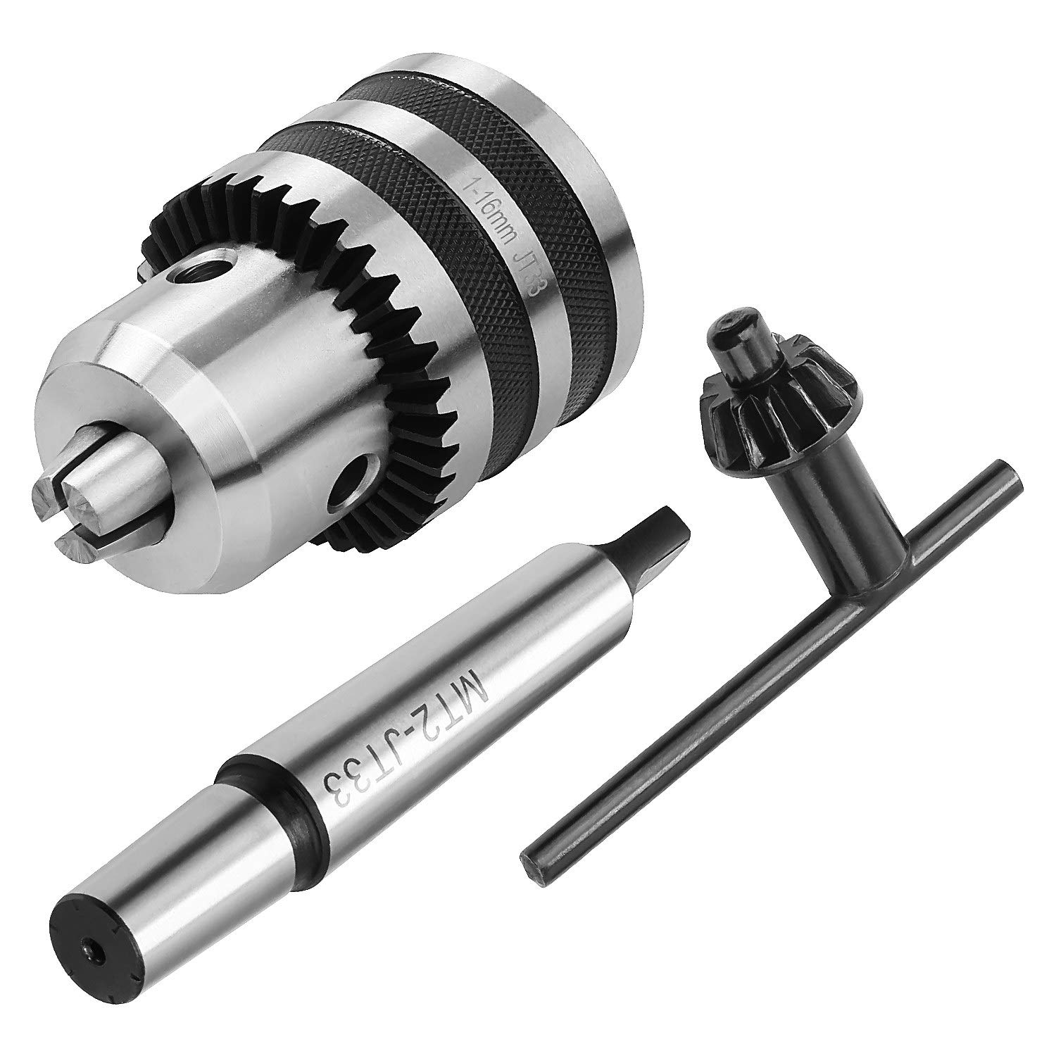 Acrux7 1/32"- 5/8" MT2 Drill Chuck for Lathe, JT33 Drill Chuck with Morse Taper 2 Arbor & Chuck Key