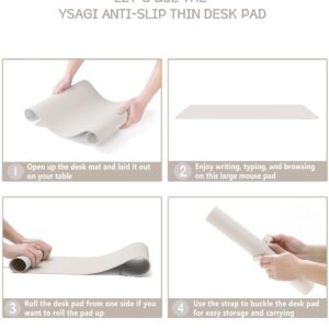 Non-Slip Desk Pad, Waterproof PVC Leather Desk Table Protector, Ultra Thin Large Mouse Pad, Easy Clean Laptop Desk Writing Mat for Office Work/Home/Decor(Apricot Gray, 35.4" x 17")