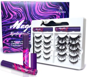 arishine 3d 5d magnetic eyelashes kit magnetic eyeliner for use with magnetic false lashes natural look-no glue needed