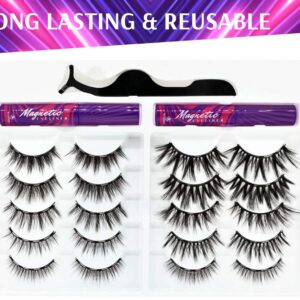 Arishine 3D 5D Magnetic Eyelashes Kit Magnetic Eyeliner For Use with Magnetic False Lashes Natural Look-No Glue Needed