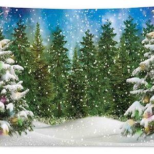 Funnytree 10x8FT Durable Fabric Soft Winter Pine Tree Forest Photography Backdrop Snowy Christmas Background Xmas Party Wall Decoration Supplies Photo Booth Washable