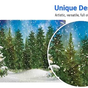 Funnytree 10x8FT Durable Fabric Soft Winter Pine Tree Forest Photography Backdrop Snowy Christmas Background Xmas Party Wall Decoration Supplies Photo Booth Washable