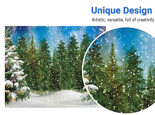 Funnytree 10x8FT Durable Fabric Soft Winter Pine Tree Forest Photography Backdrop Snowy Christmas Background Xmas Party Wall Decoration Supplies Photo Booth Washable