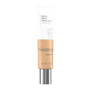 Neutrogena Healthy Skin Radiant Tinted Facial Moisturizer with Broad Spectrum SPF 30 Sunscreen Vitamins A, C, & E, Lightweight, Sheer, & Oil-Free Coverage, Sheer Fair 20, 1.1 fl. oz