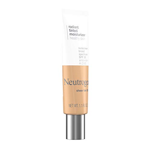 Neutrogena Healthy Skin Radiant Tinted Facial Moisturizer with Broad Spectrum SPF 30 Sunscreen Vitamins A, C, & E, Lightweight, Sheer, & Oil-Free Coverage, Sheer Fair 20, 1.1 fl. oz