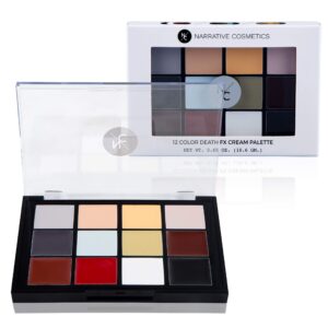 narrative cosmetics 12-color death fx cream palette, professional quick drying waterproof sfx makeup for the stage, film, costumes, cosplay, halloween