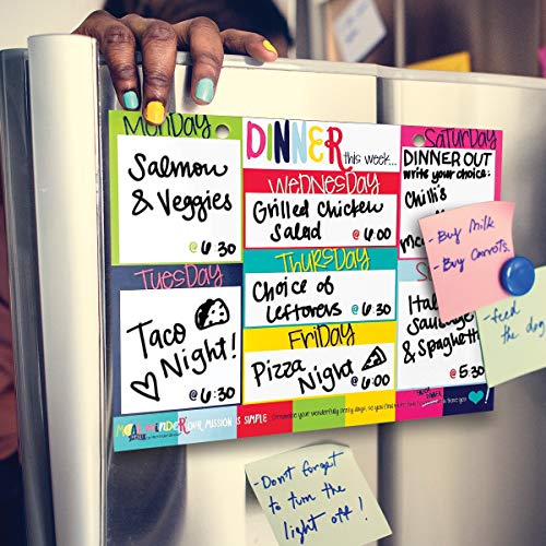 Meal Planner Pad 52-Week Menu Notepad Daily Planning Meals Breakfast Lunch Dinner Tracker 8x10 Inch Tear-off Grocery List + Bonus Dry Erase Menu Board