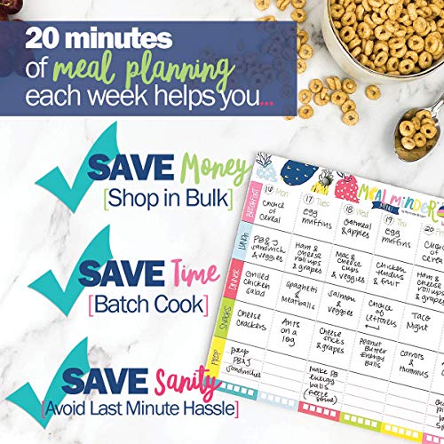 Meal Planner Pad 52-Week Menu Notepad Daily Planning Meals Breakfast Lunch Dinner Tracker 8x10 Inch Tear-off Grocery List + Bonus Dry Erase Menu Board