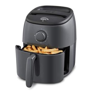 dash tasti-crisp™ electric air fryer oven, 2.6 qt., grey – compact air fryer for healthier food in minutes, ideal for small spaces - auto shut off, analog, 1000-watt