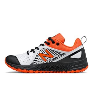 new balance women's fresh foam velo v2 turf softball shoe, black | orange | white, 13