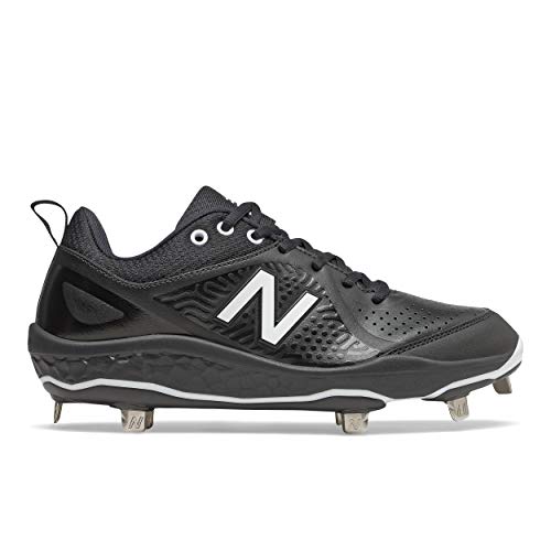 New Balance Women's Fresh Foam Velo V2 Metal Softball Shoe, Black/White, 8.5