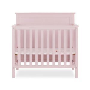 Dream On Me Ava 4-in-1 Convertible Mini Crib in Blush Pink, Greenguard Gold Certified, Non-Toxic Finish, Comes with 1" Mattress Pad, with 3 Mattress Height Settings