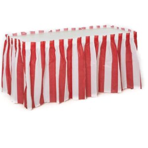 Oojami 2 Pack Red & White Striped Table Skirt Carnival Circus Decorations