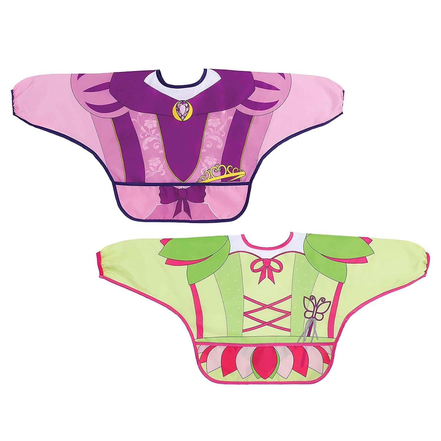 Dreambaby Food & Fun Character Bibs Baby Smocks with Sleeves - Model L563BB - 2 Pack (Princess & Fairy)