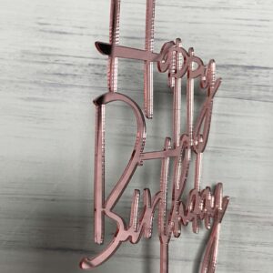 Happy Birthday Cake Topper for Birthday Party Decorations (Mirror Rose Gold Acrylic)